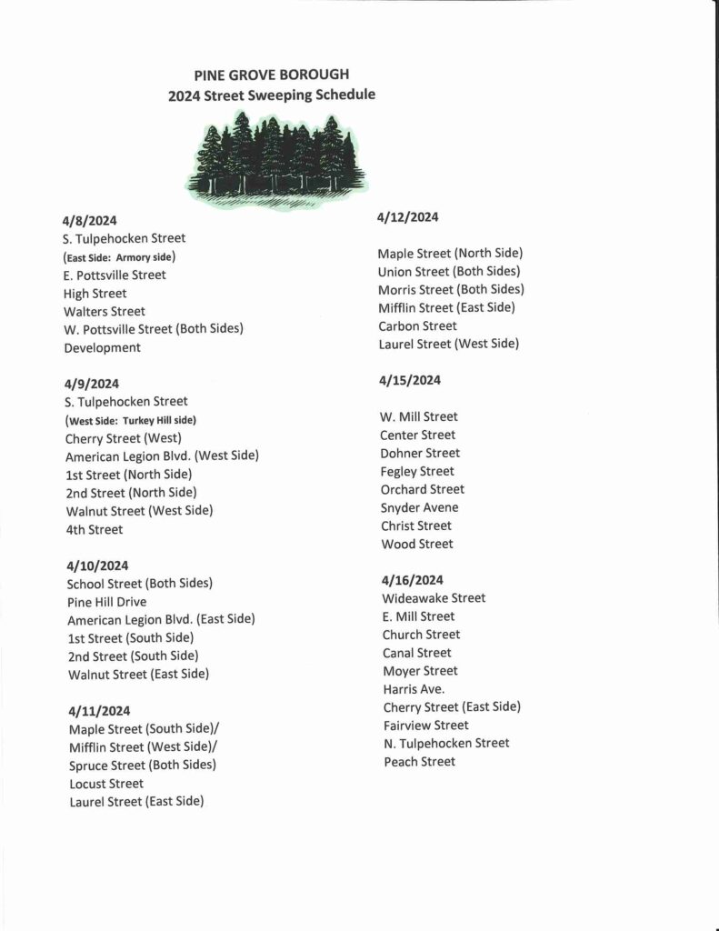 Community Bulletin Board – Pine Grove Borough